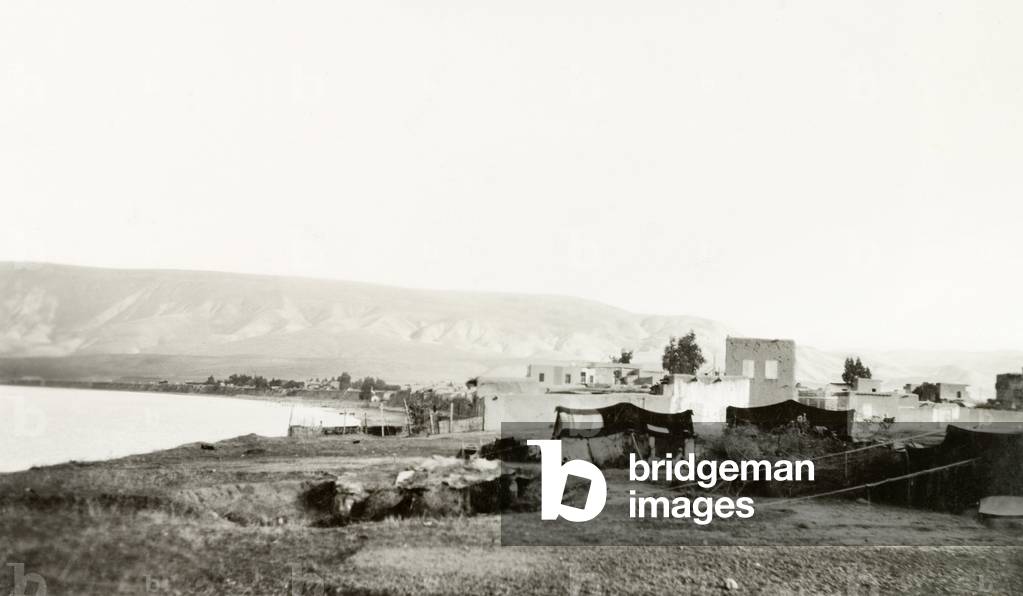 Image of Tents at the Arab village of Samakh. Several bedouin tents