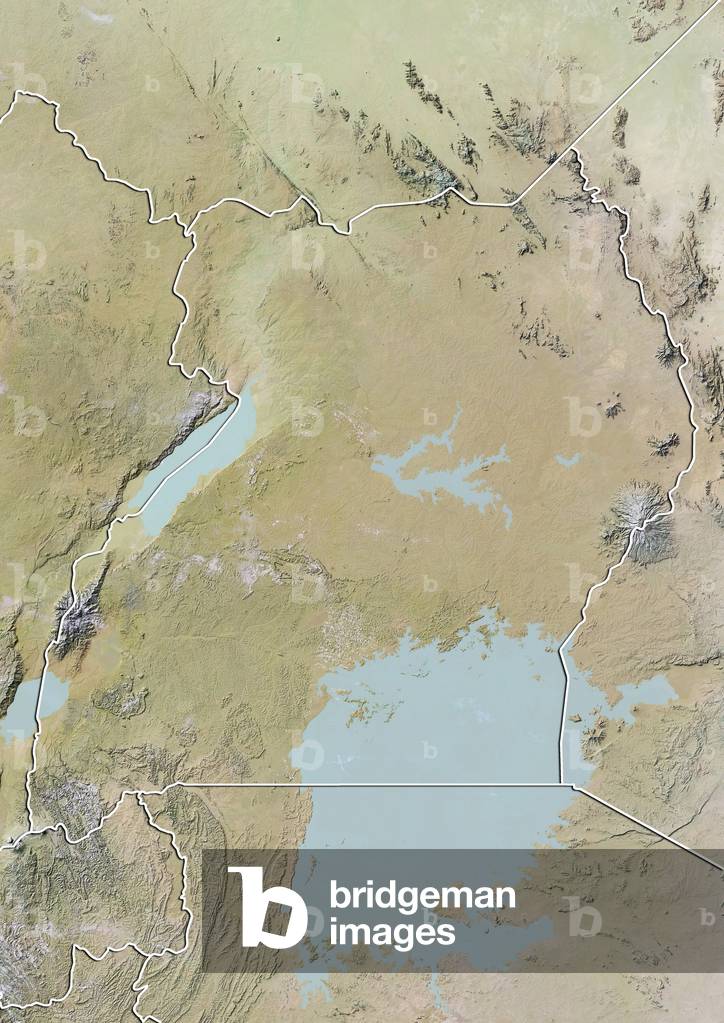 Image of Relief map of Uganda (with border). This image was compiled