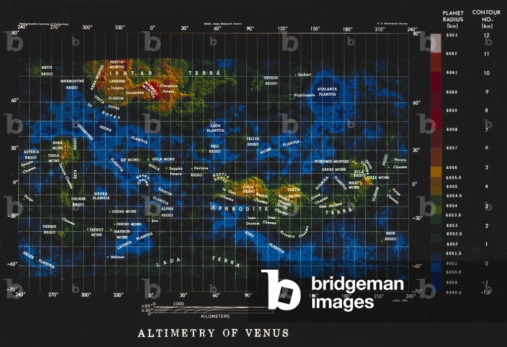 Image of Altimetry map of the surface Venus, April 1983
