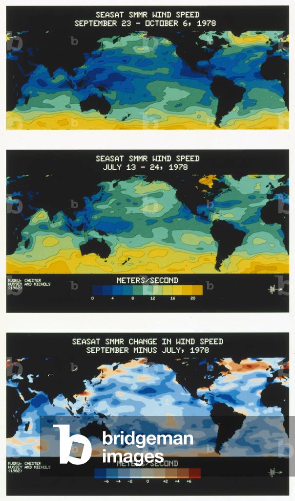 Image of Satellites, Earth Observation, USA Three Seasat maps, 1978