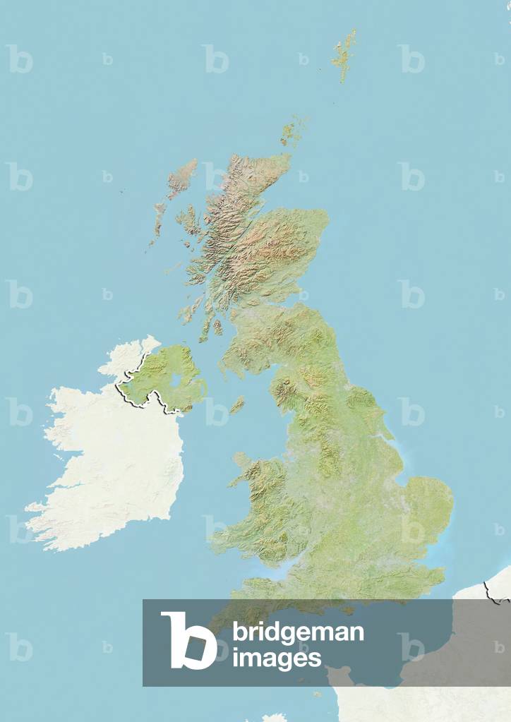 Image of Relief map of The United Kingdom (with border and mask).