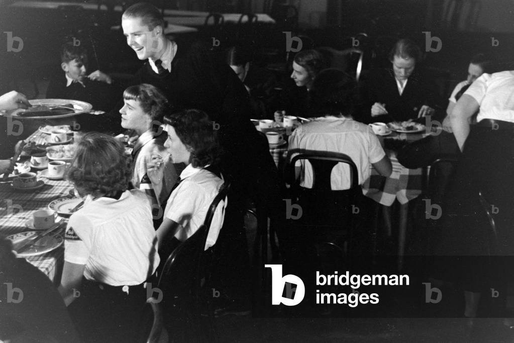 Image of A figureskating group of the Hitler Youth wearing uniforms of
