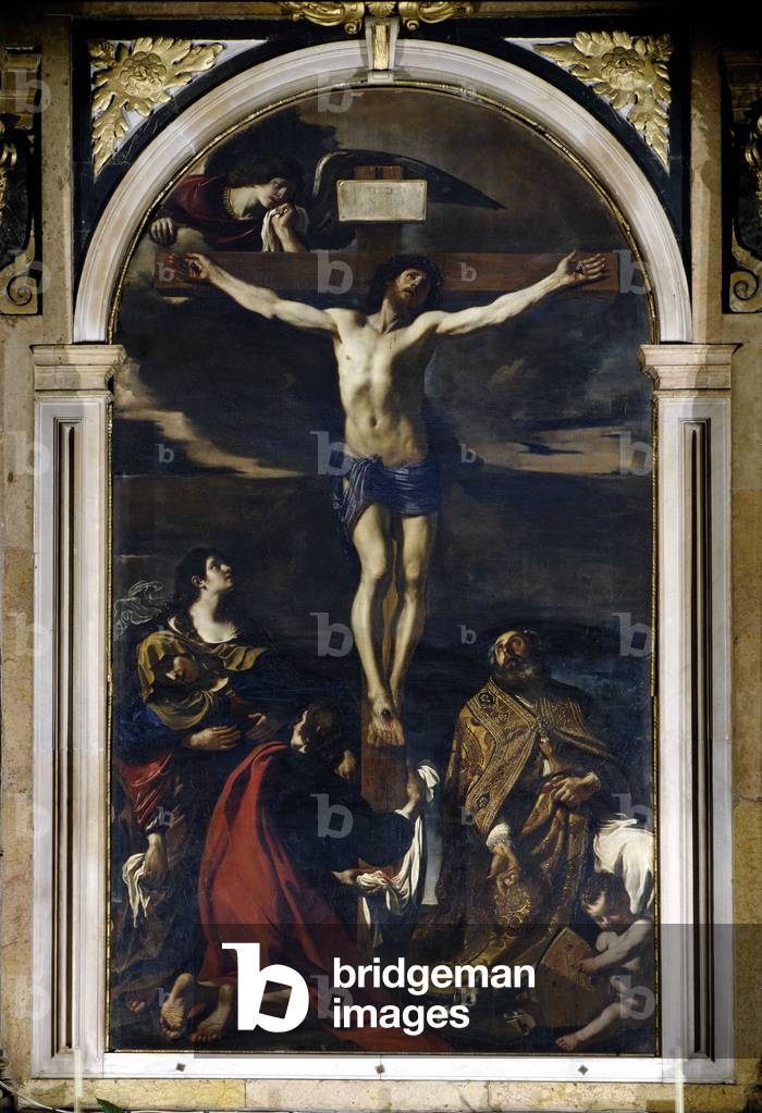 Image of Crucifixion. Painting by Giovanni Francesco Barbiere, known as the Guercino