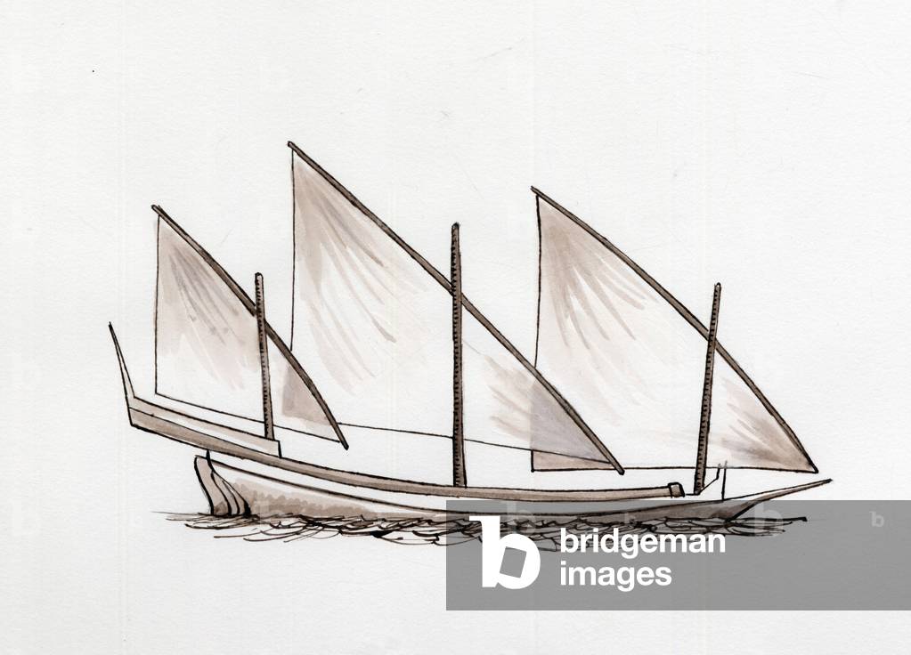 Image of Exotic boats: representation of an Algerian Chebec sailboat ...