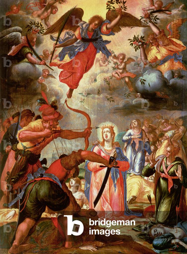 Image of The Martyrdom of St. Ursula, early 17th century (panel) by ...