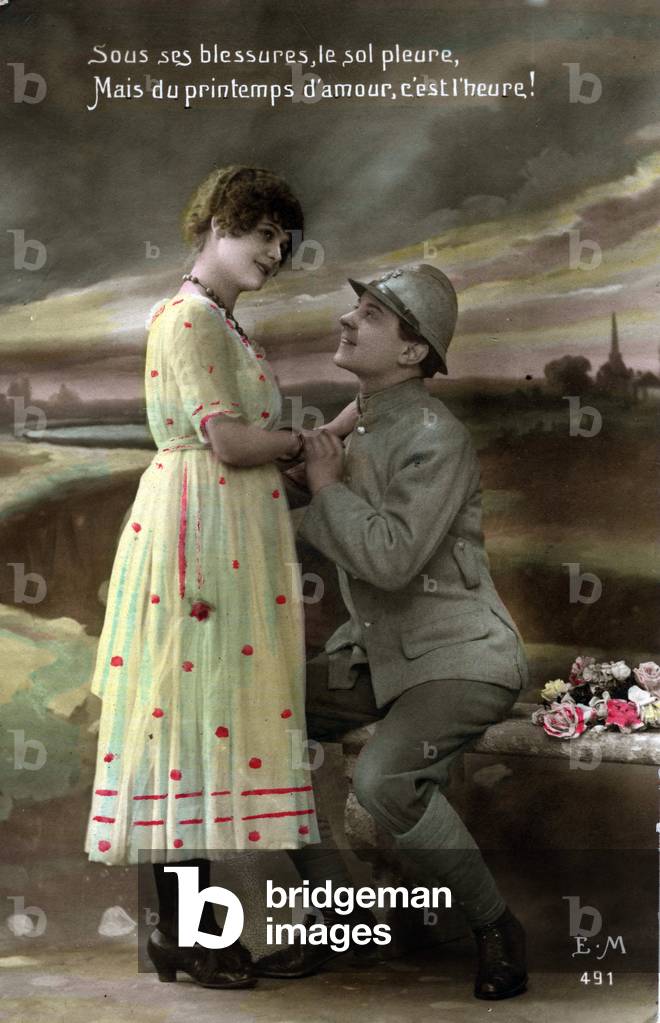Image of Declaration of love by a French soldier and his beloved. by ...