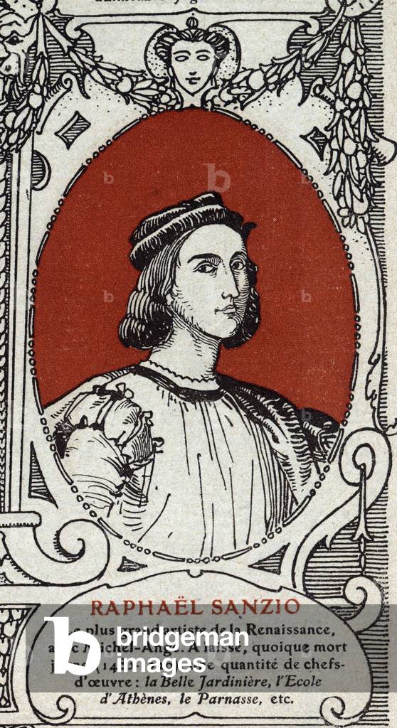 Image of Portrait of the Italian Renaissance painter Raphael. Engraving ...