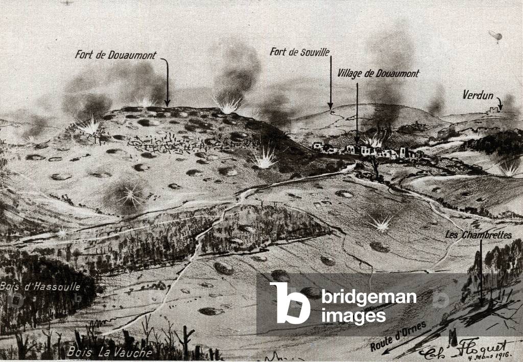 Image of First World War : bombing of Douaumont fort by the by French ...