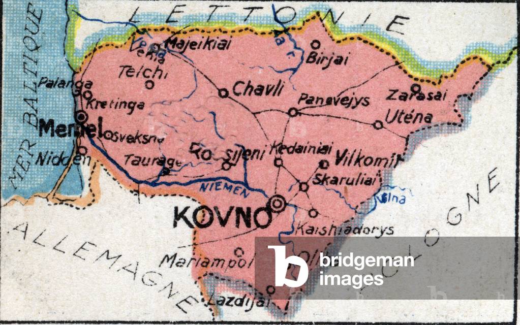 Image of Geographic map of Lithuania with the names of the main by ...