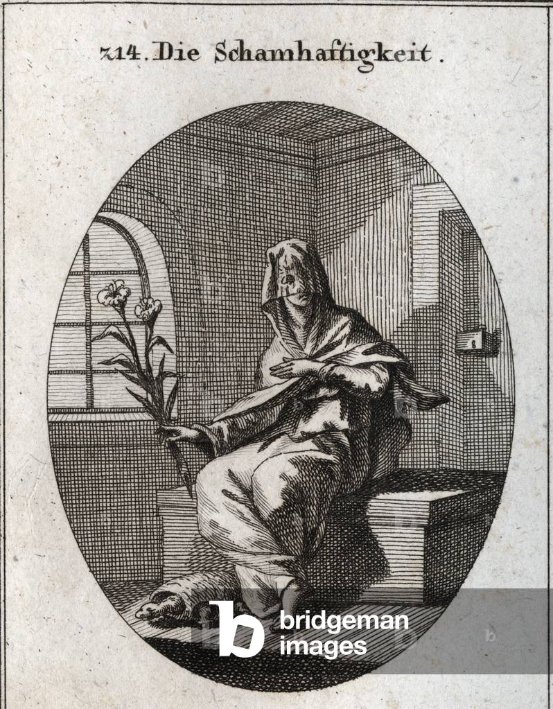 Image of Allegory of modesty. Its symbol is a branch of lilies by ...