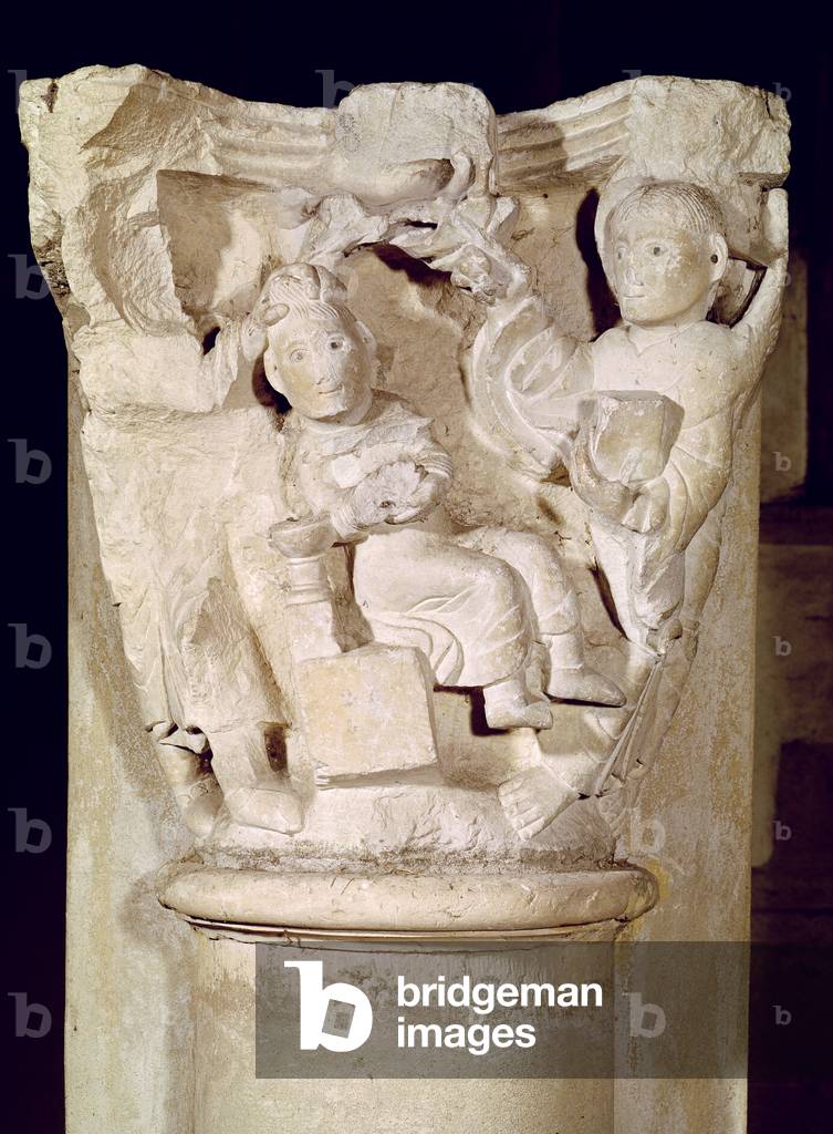Image of Capital with a relief depicting the Sacrifice of Abraham ...