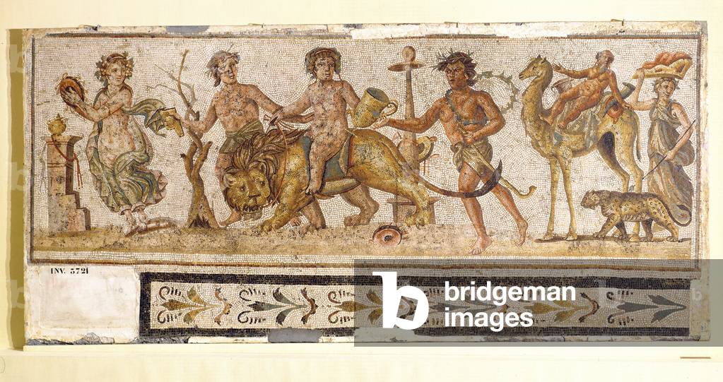 Image of Dionysian Procession, from El-Jem (Thysdrus) (mosaic) by Roman ...