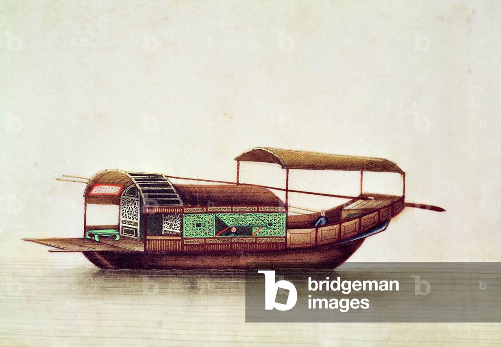 Image of A Sampan, Qianlong Period (1736-96) (gouache on paper) by ...