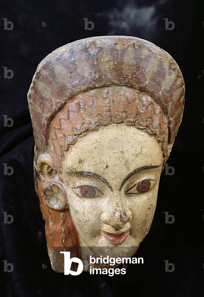Image of Antefix with a female head, from Cerveteri (pottery) by ...