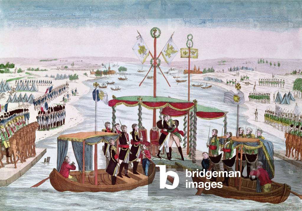 Image of The Meeting between Napoleon I (1769-1821) and Tsar Alexander ...