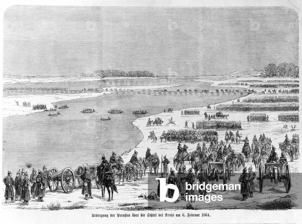 Image of War of Duchies, the Prussian army crossing the Shlei at by ...