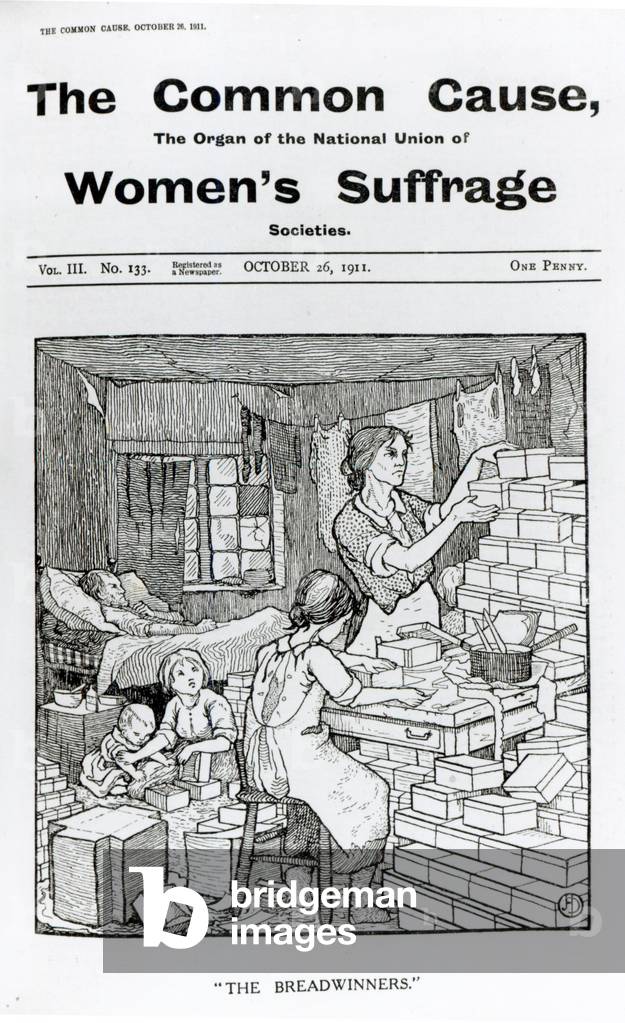 Image of The Breadwinners, 1911 (etching) (b/w photo) by English School ...