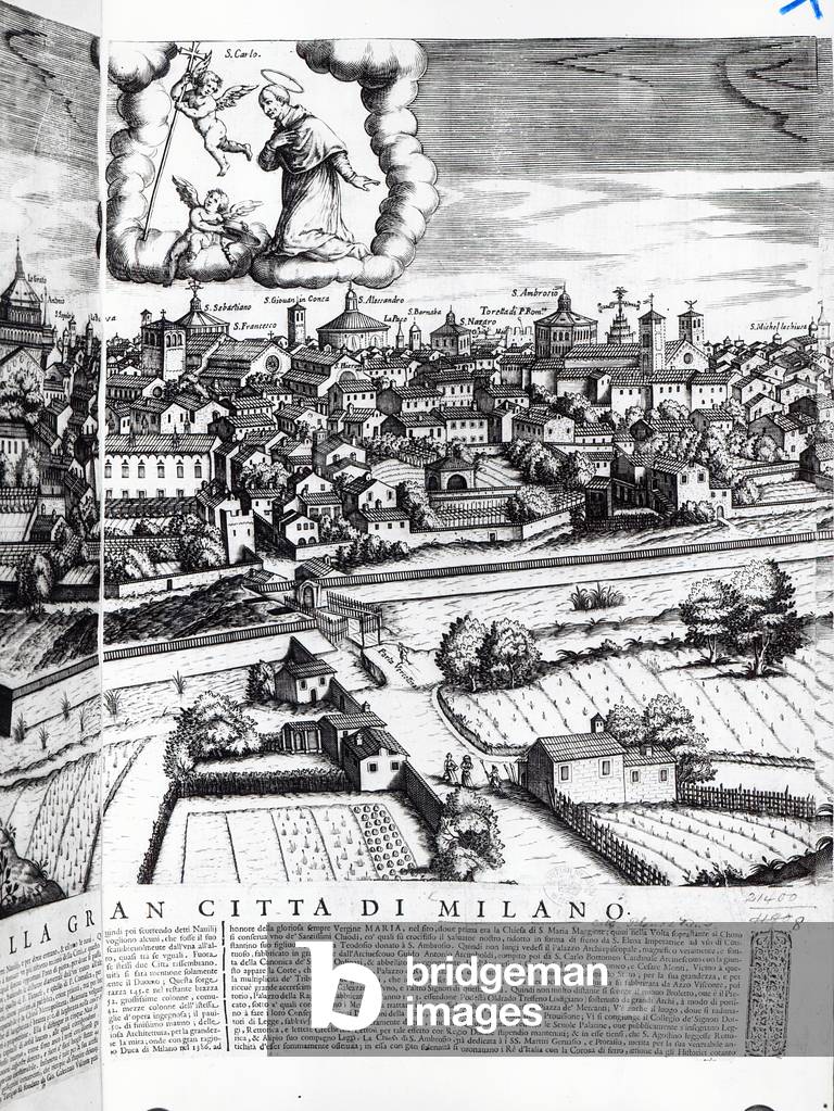 Image of A Section of a Map of Milan, 1640 (engraving) (b/w by Bonacina ...