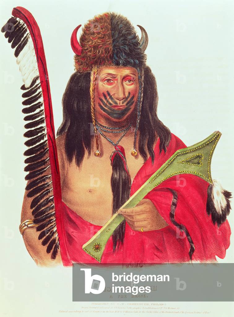 Image of Kish-ke-kosh, a Fox Brave, 1838-44 (colour litho) by American ...