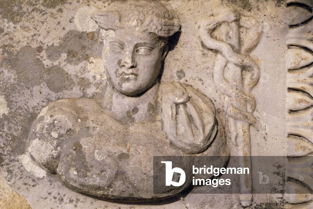 Image of Figure with a caduceus, Greek or Roman (stone)