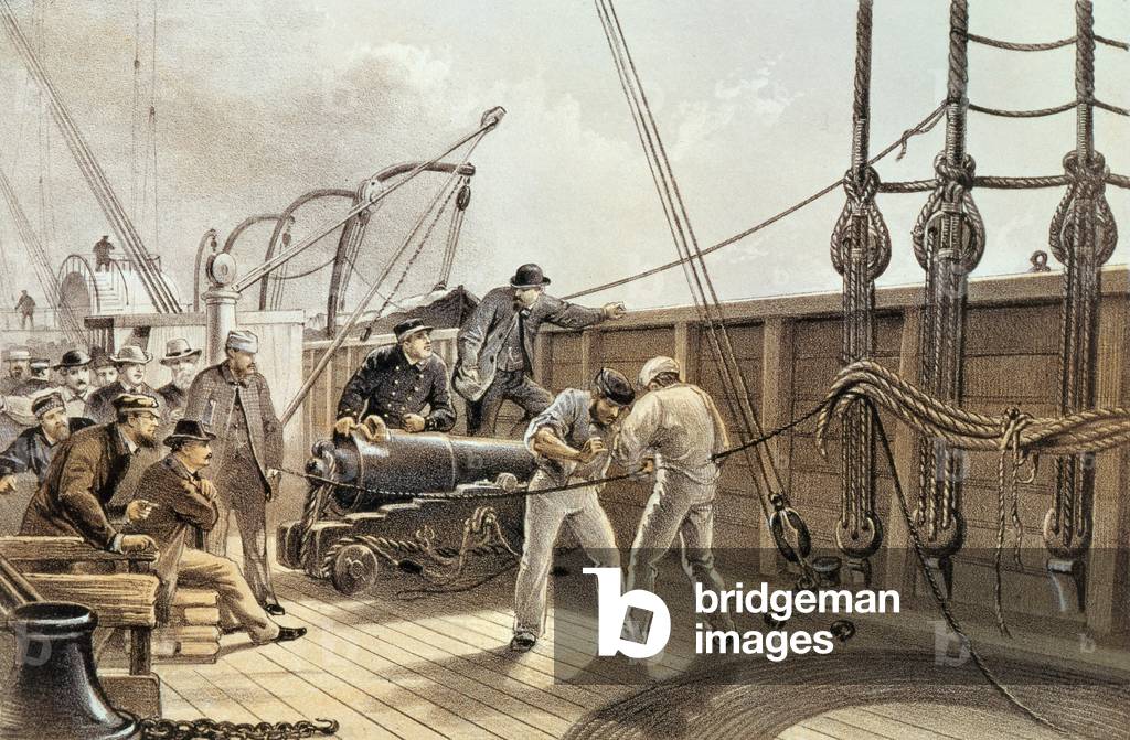 Image of Splicing the Trans-Atlantic telegraph cable (after the first ...