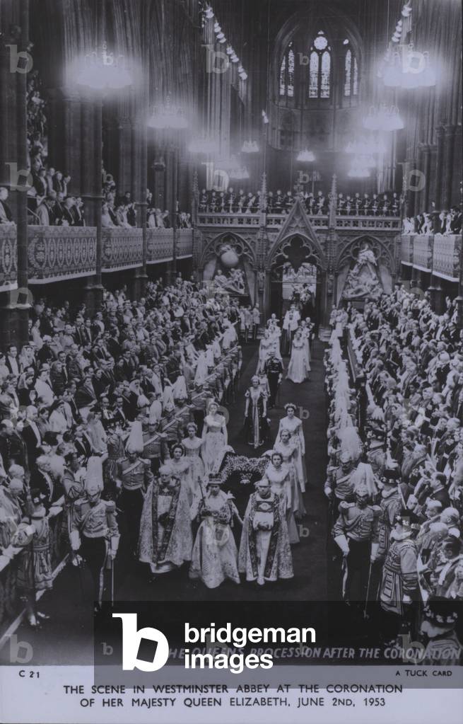 Image of The scene in Westminster Abbey at the coronation of her by ...