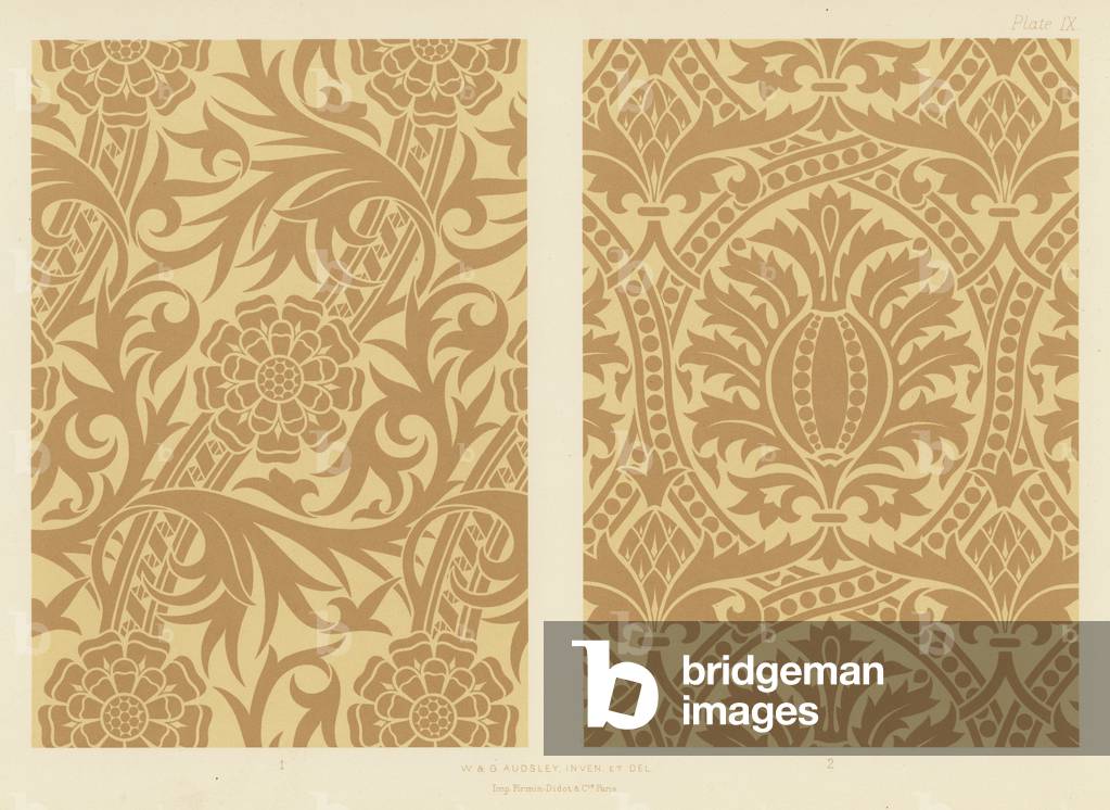 Image of Brocade patterns in one colour upon a light ground, suitable ...