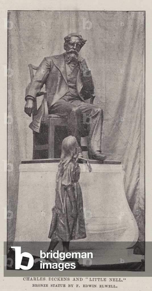Image of Charles Dickens and 'Little Nell,' Bronze Statue by F Edwin by ...