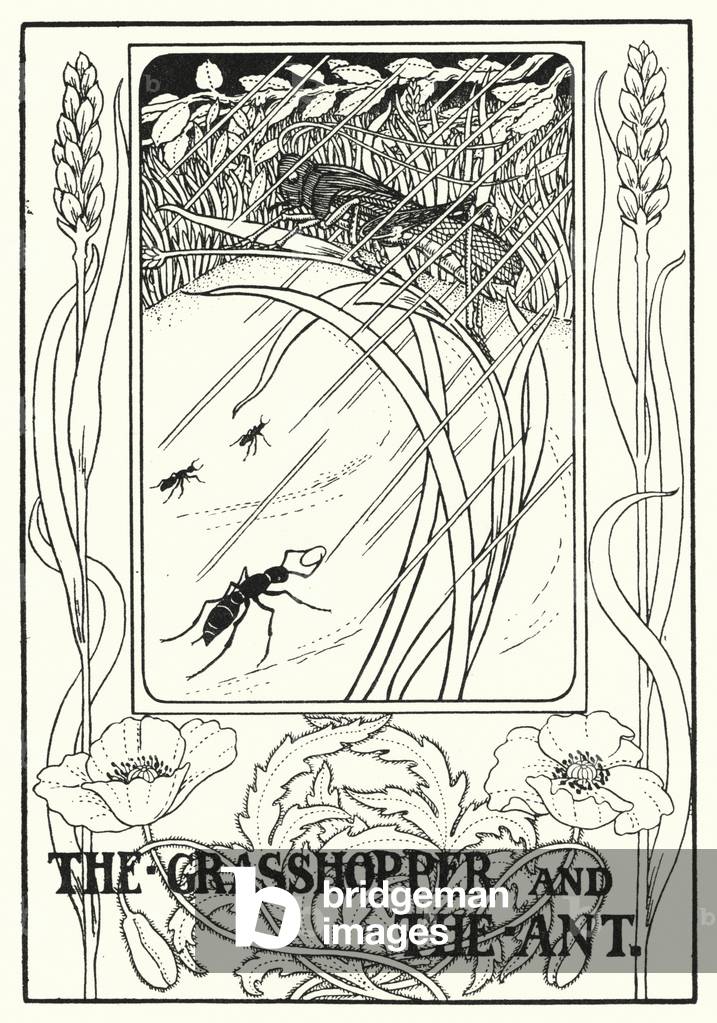 Image of Fables of La Fontaine: The grasshopper and the ant (litho) by ...