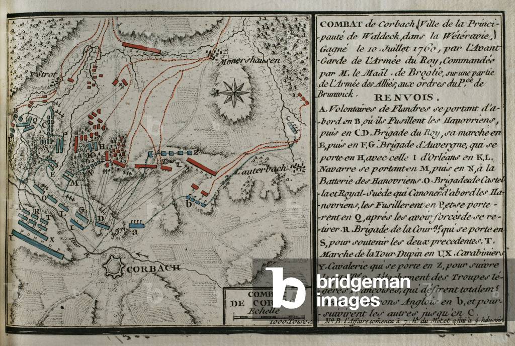 Image of Seven Years War: Map of Battle of Corbach, 1765 (engraving) by ...