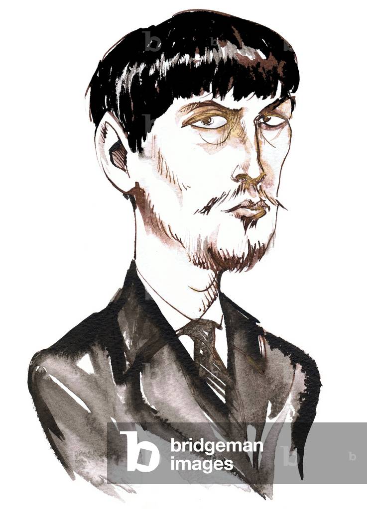 Image of Achille-Claude Debussy, French composer (1862-1918), ink ...