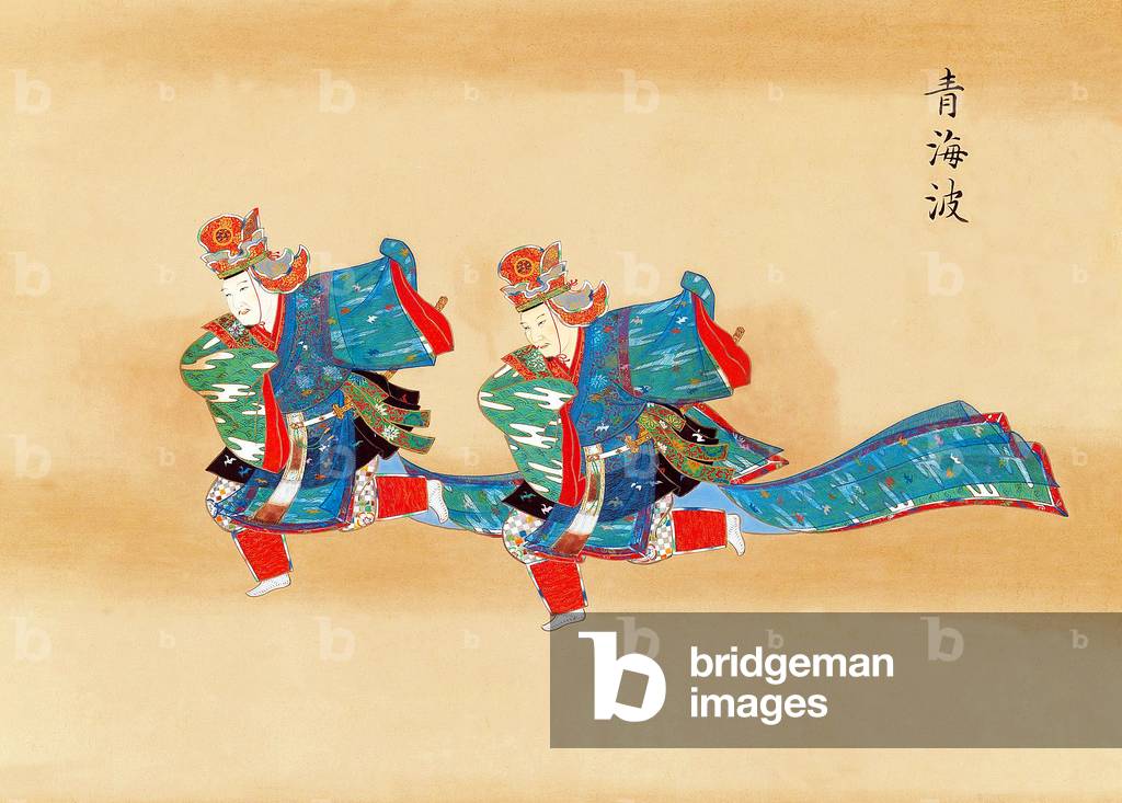 Image of Japan: 'Bugaku' dancers depicted in a horizontal 'emaki ...