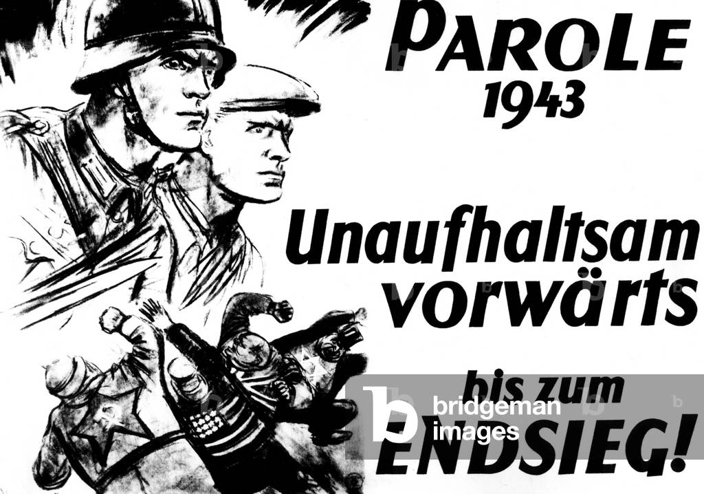 Image of German propaganda poster, 1943 (b/w photo)