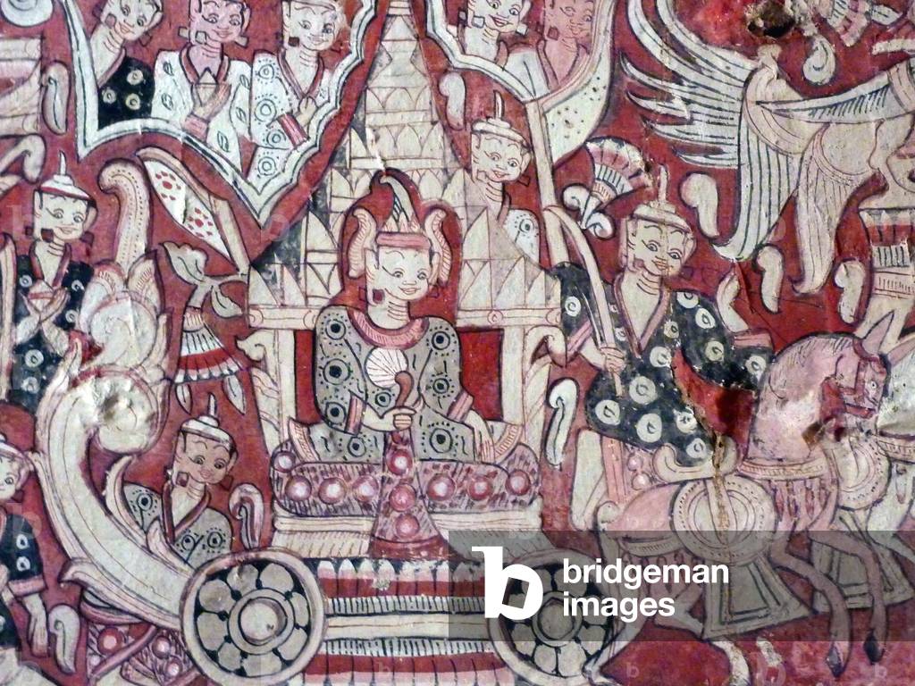 Image of Burma / Myanmar: Mural of a Burmese king riding in
