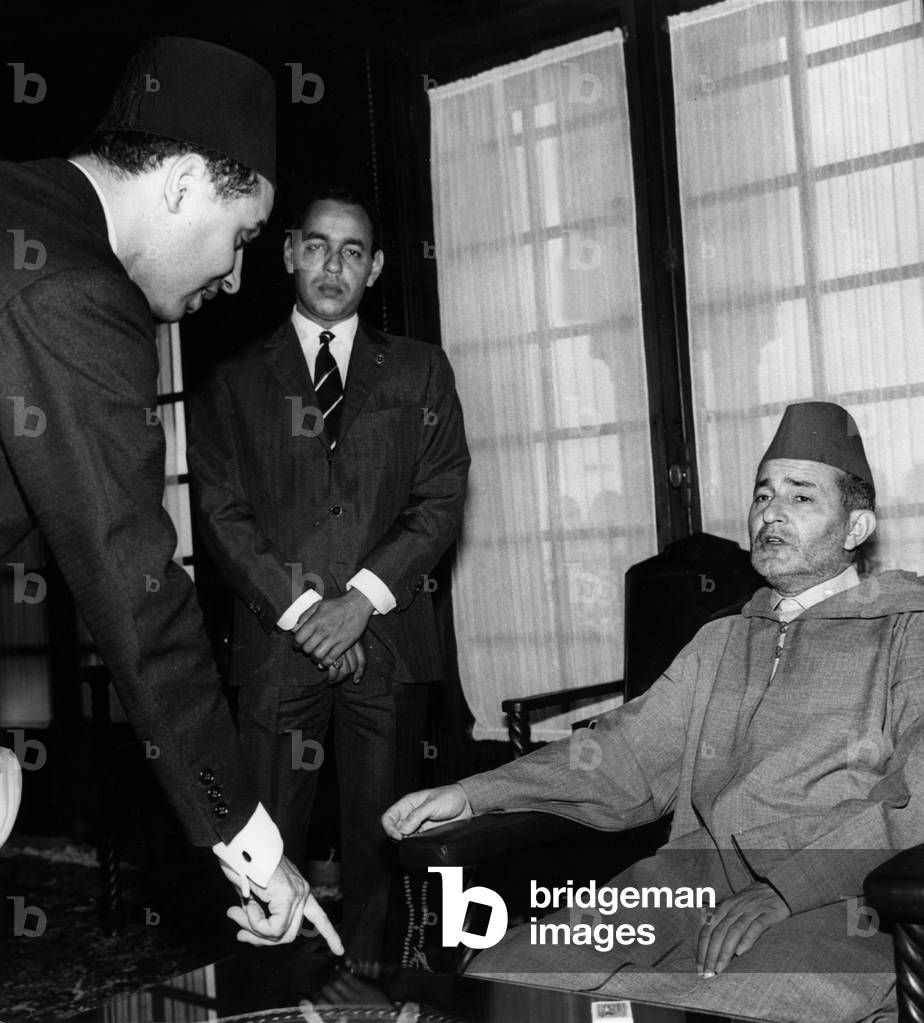 Image of King of Morocco Mohamed V With Crown Prince Moulay Hassan