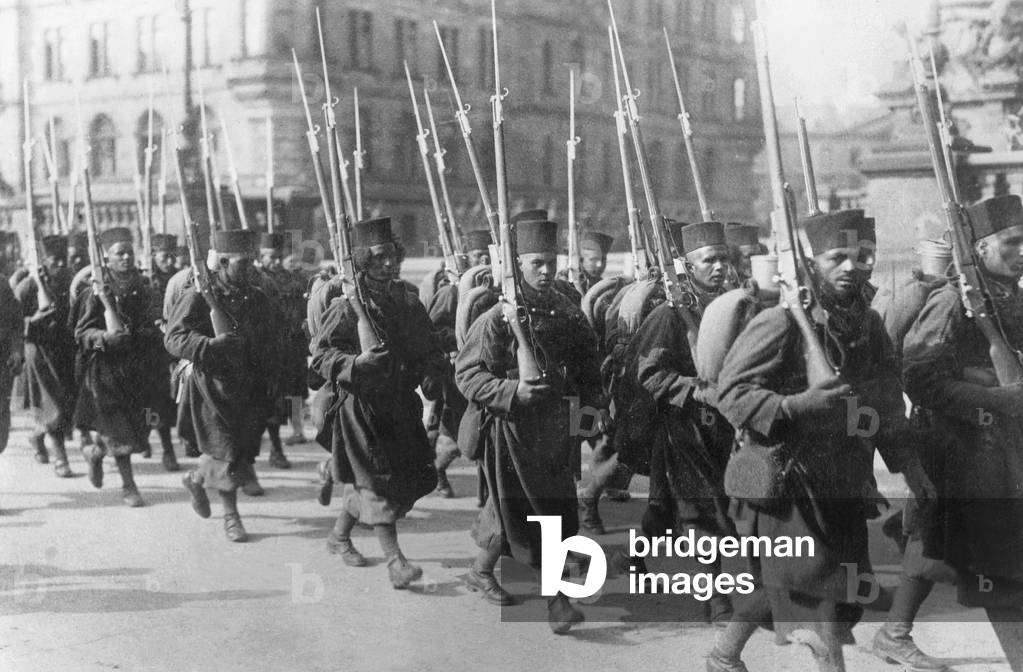 Image of French troops during the occupation of the Rheinland, 1923 (b/w