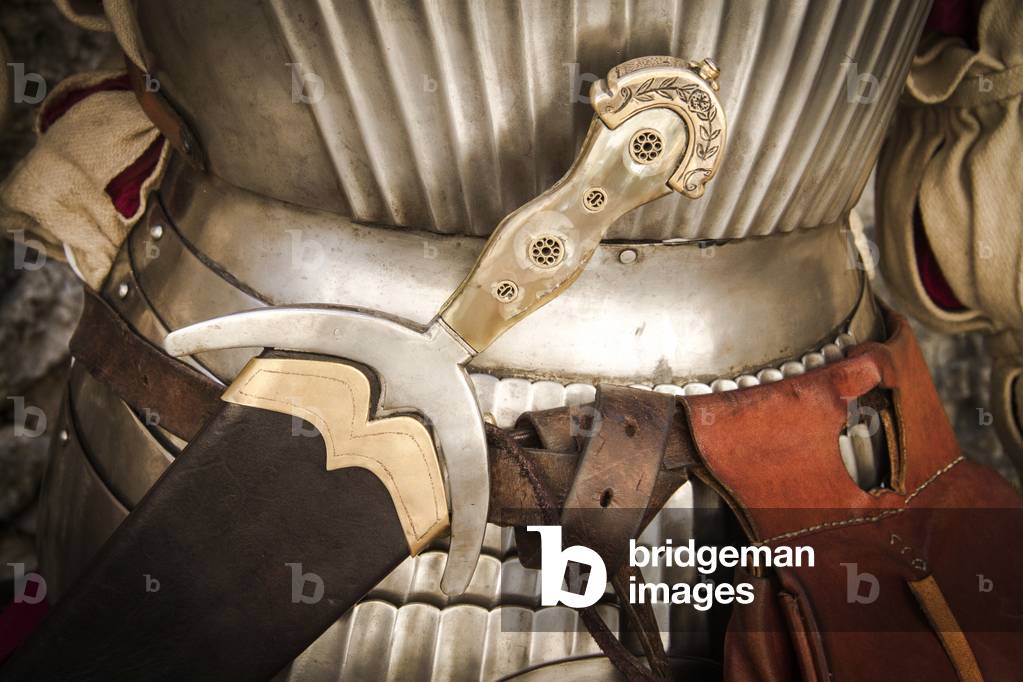 Image of Historical reenactment: Armor worn by a commander of an Italian
