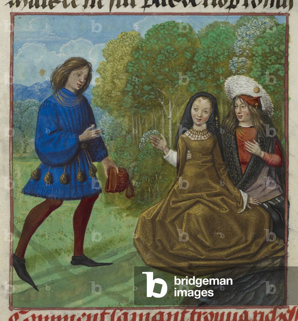 Image of The Lover meeting Richesse (Wealth) from 'Le Roman de la by ...
