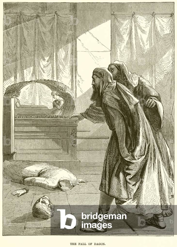 Image of The Fall of Dagon (engraving) by English School, (19th century)