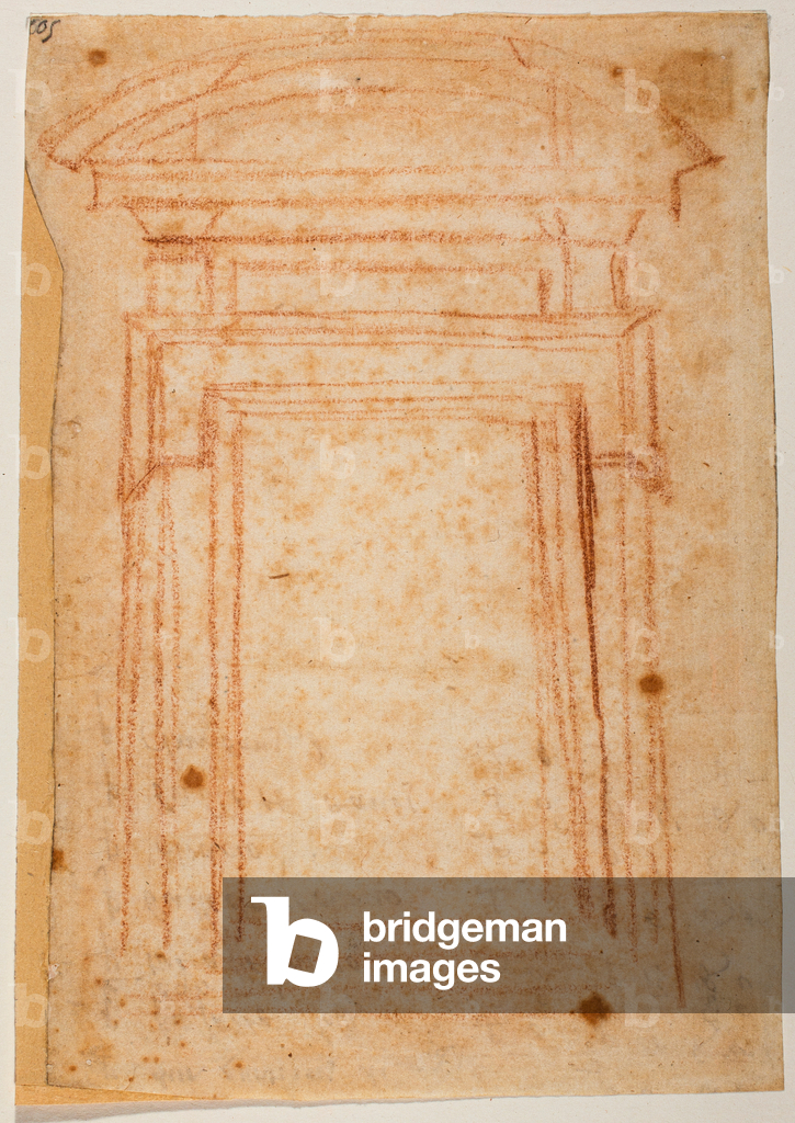 Image of Window sketch for the New Sacristy, 16th century (drawing) by ...