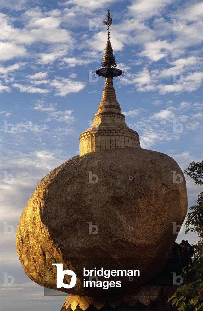 Image of Stupa built on granite boulder covered with gold, Kyaiktiyo ...