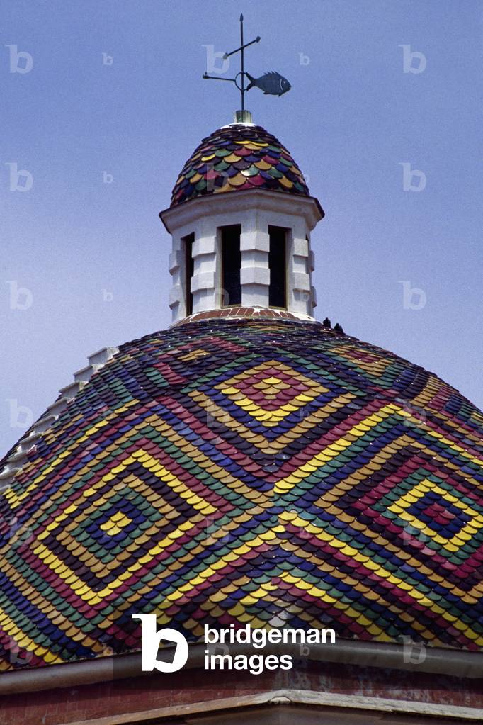 Image of The dome of Church of St Michael adorned with colored