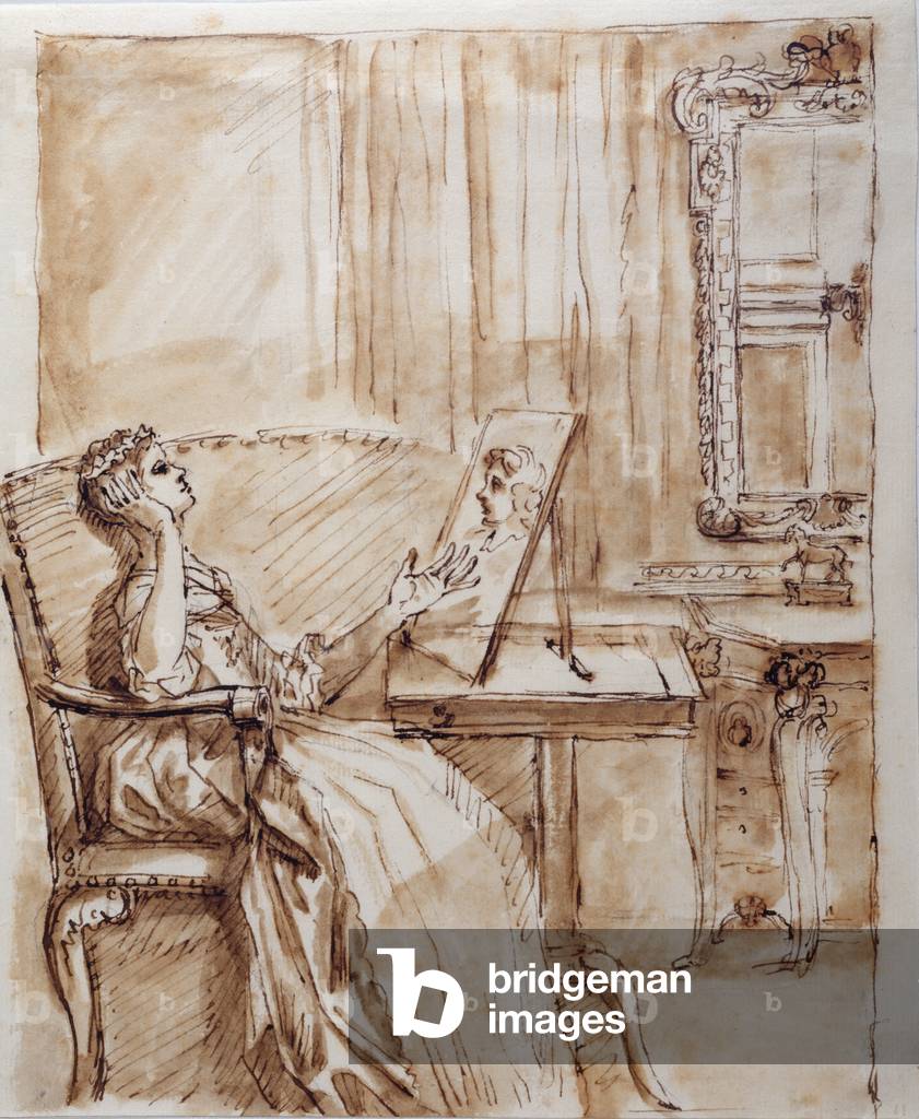 Image of Lady Burlington sitting in her Garden Room admiring an Old by ...