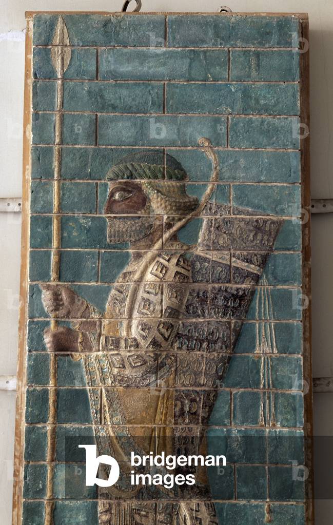 Image of Frieze depicting archer, relief of glazed brick, Susa, Teheran ...