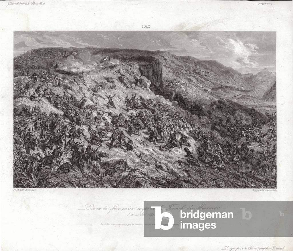 Image of L'armee francaise emporte le Teniah de Mouzaia (engraving) by ...