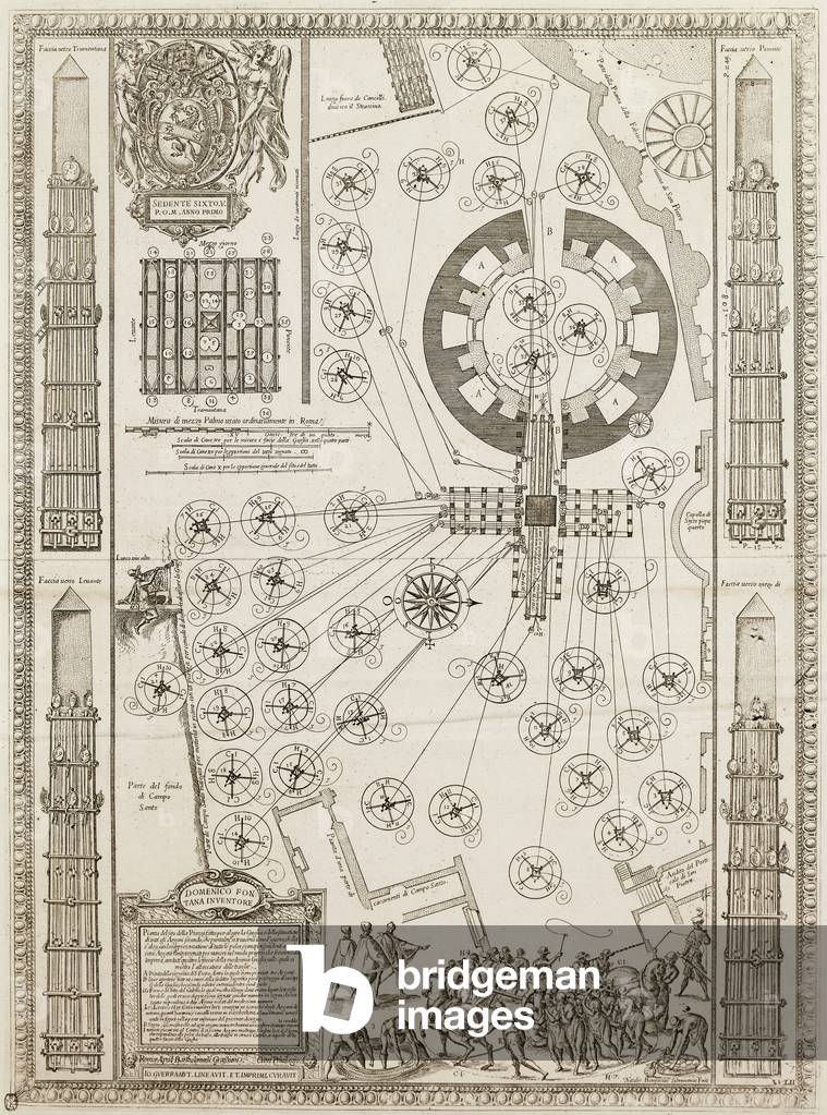 Image of Raising obelisk in St. Peter's Square at Vatican in April,