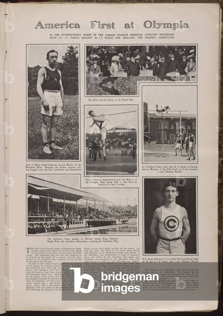 Image of America first at Olympia. A newspaper report of the American