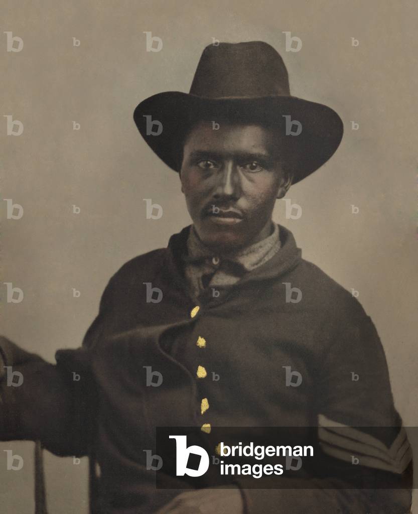 Image of African American soldier in Union sergeant's uniform, during ...