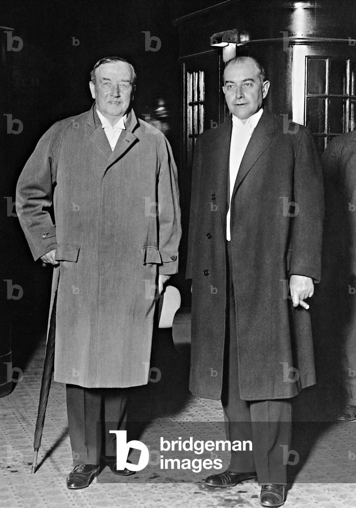 Image of Arthur Henderson and Julius Curtius in Berlin, 1931 (b/w photo)