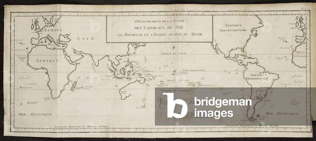 Image of Cook's sketch of the Endeavour's route on the first map
